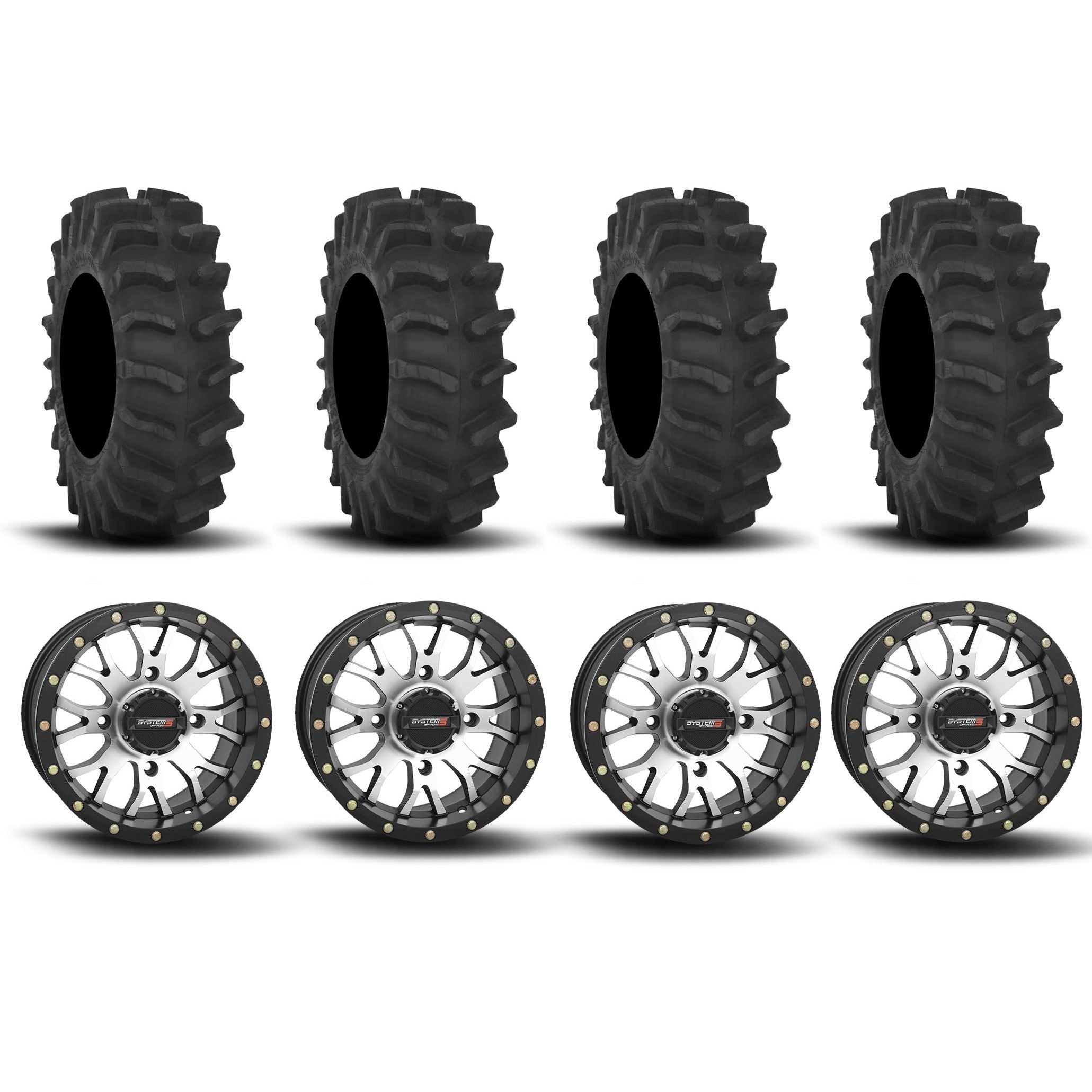 System 3 ST-3 Simulated Beadlock Machined/Gloss Black 20" Wheels And X ...